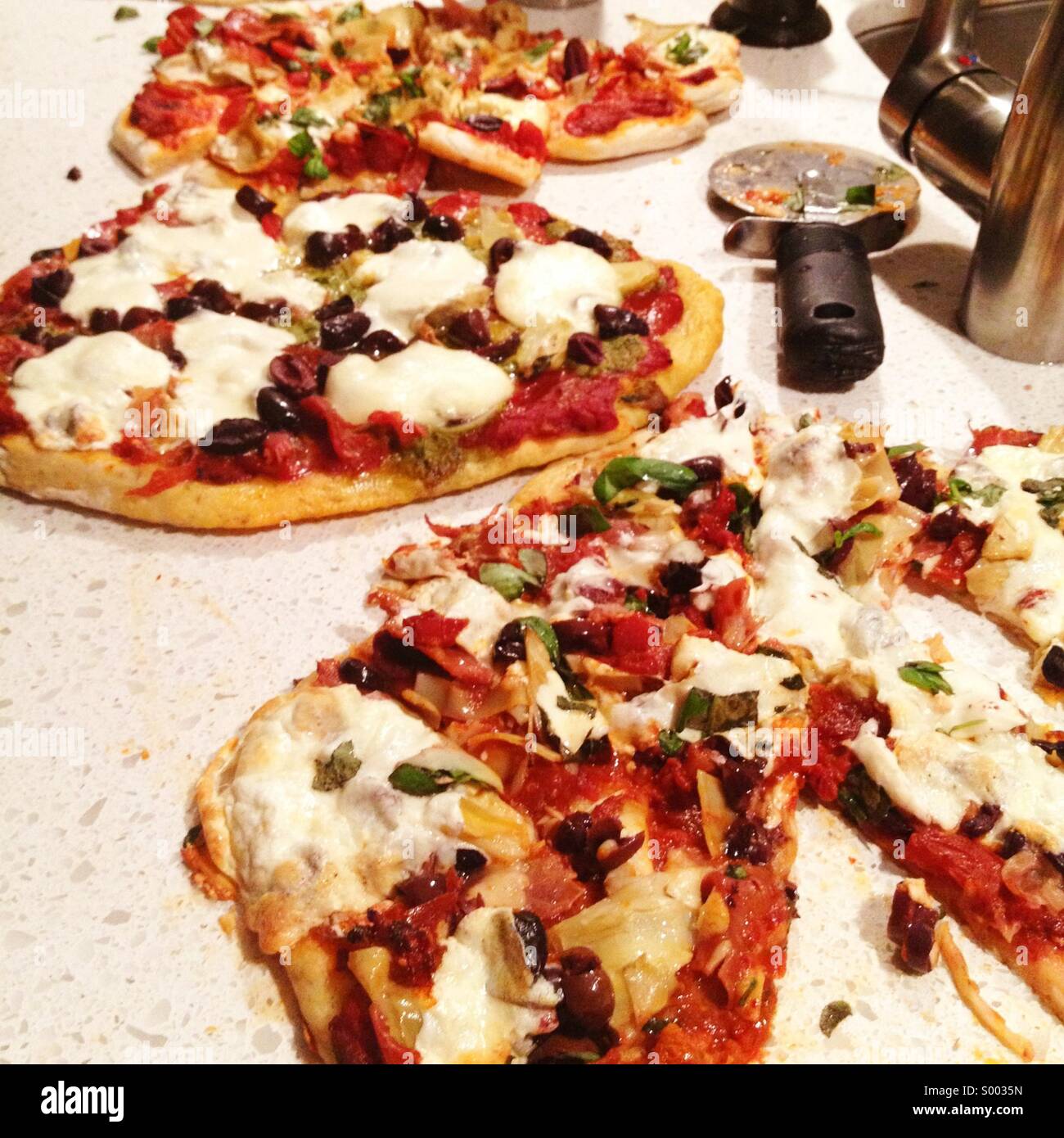 Homemade delicious mozzarella cheese pizza smartphone stock photos and ...