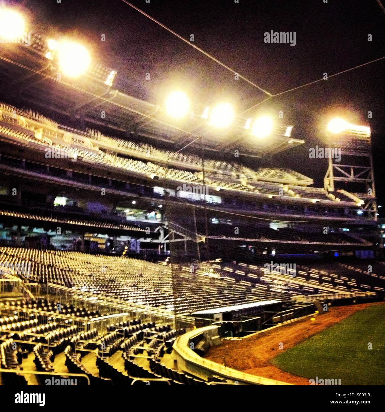 Empty Baseball Stadium At Night