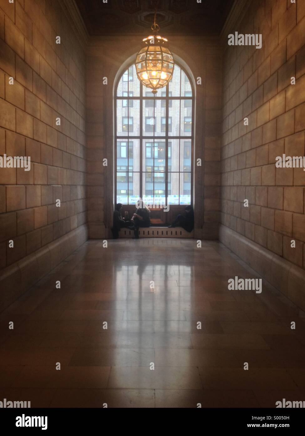 Tall window in beautiful hallway at the New York Public Library Stock ...