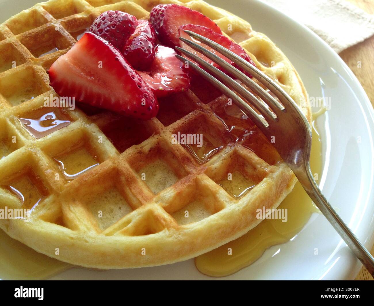 Waffles with strawberries Stock Photo - Alamy
