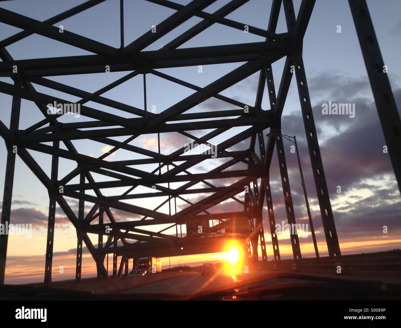 Piscataqua River Bridge at sunset Stock Photo - Alamy