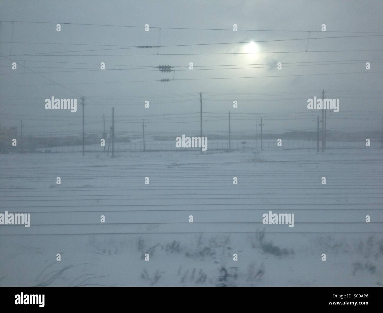 Train tracks, track, snow storm, snow, blizzard. Rail road. Lines ...