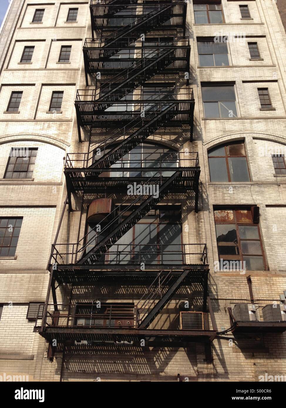 Fire escape on side of building in Detroit, Michigan Stock Photo - Alamy