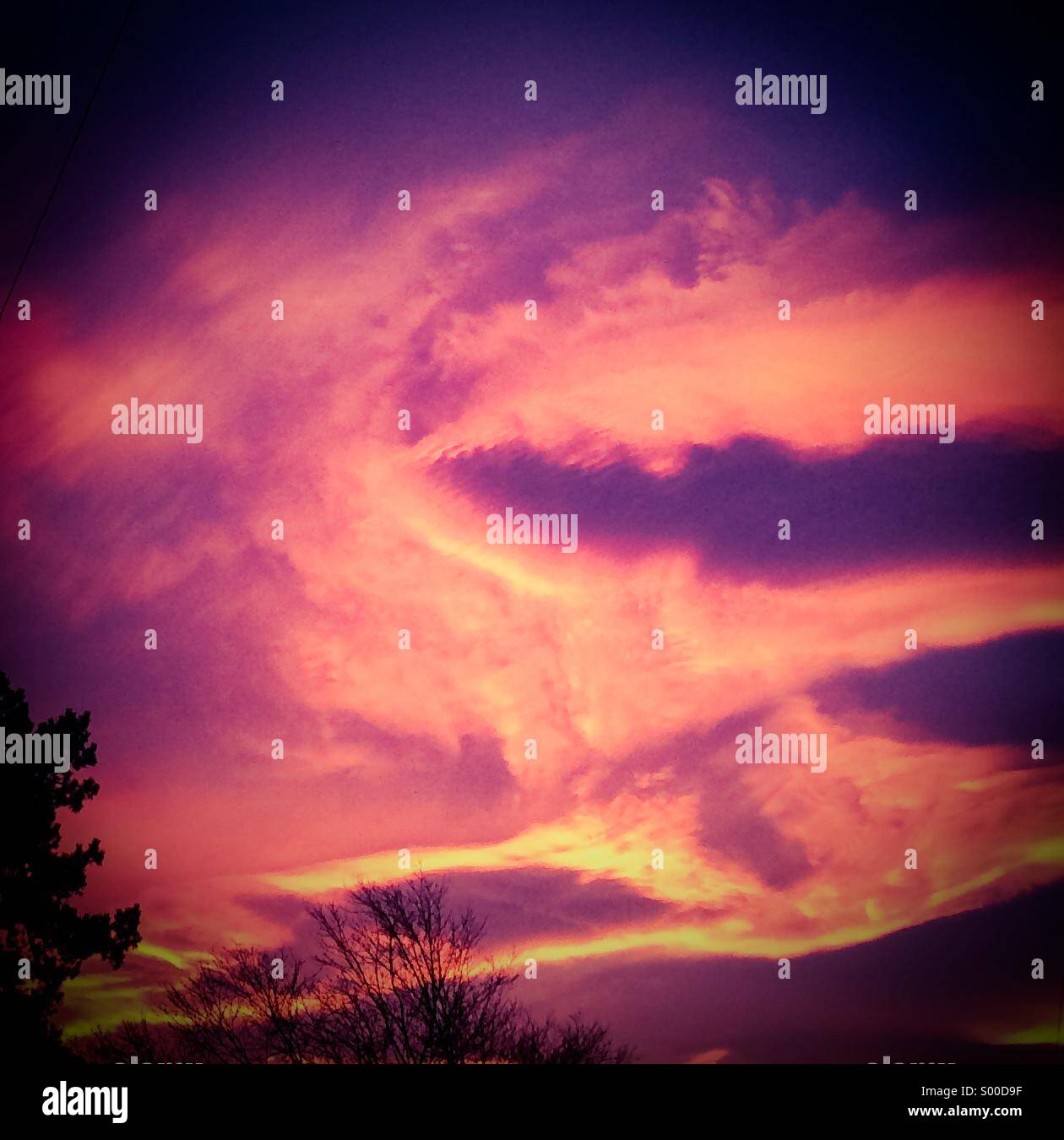 Purple autumn sky with cloud Stock Photo - Alamy