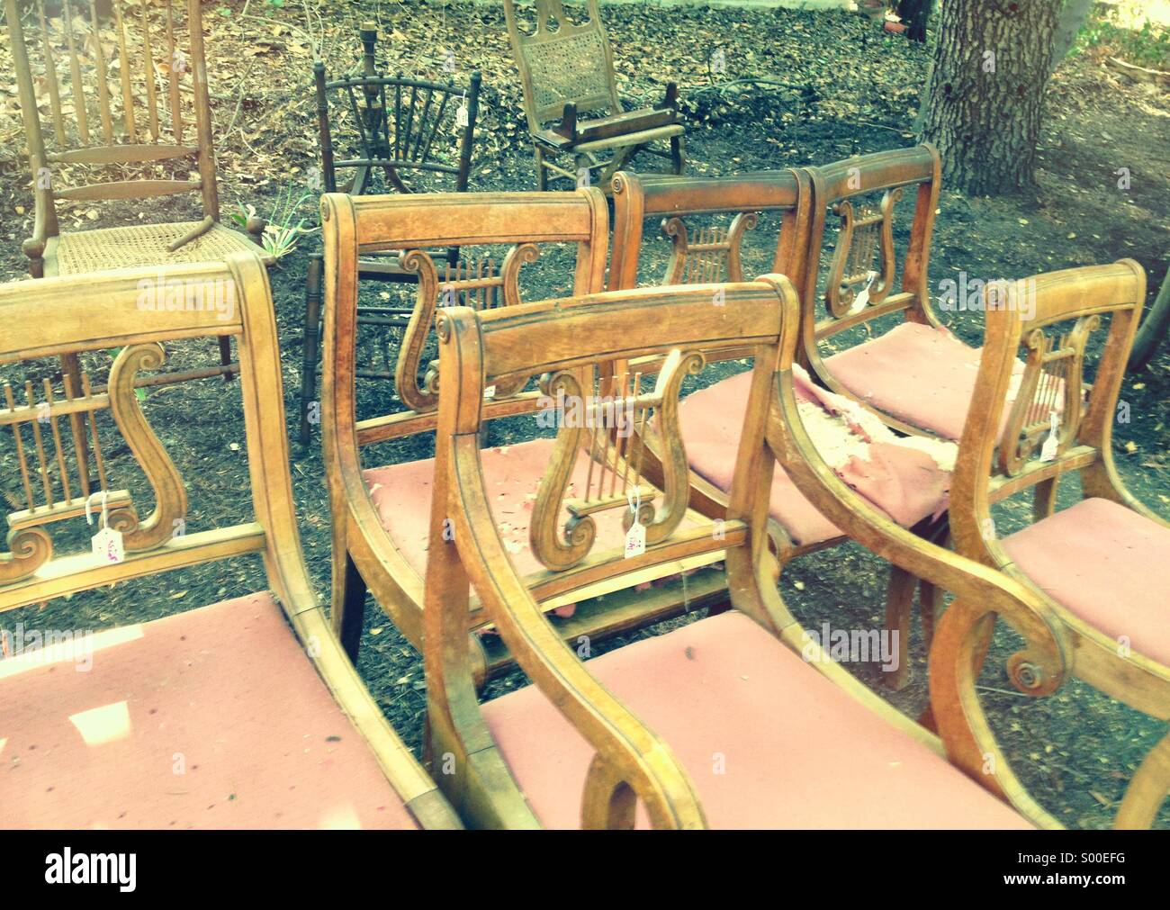 Chairs at an outdoor sale Stock Photo - Alamy
