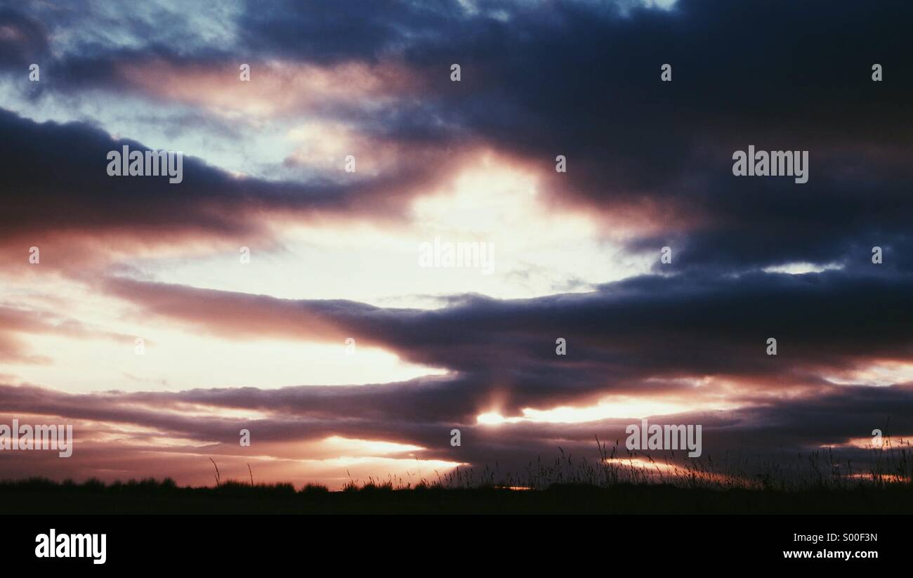 Amazing sunset over flamborough Stock Photo - Alamy