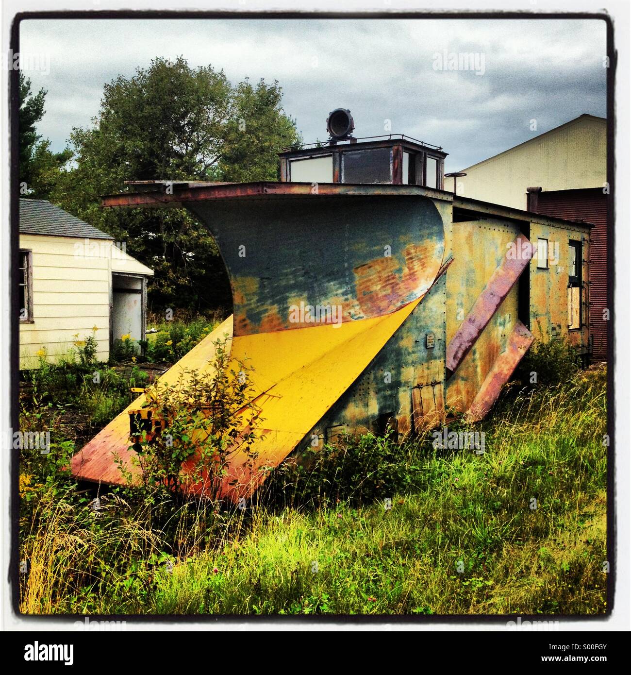An old railroad snow plow train Stock Photo - Alamy