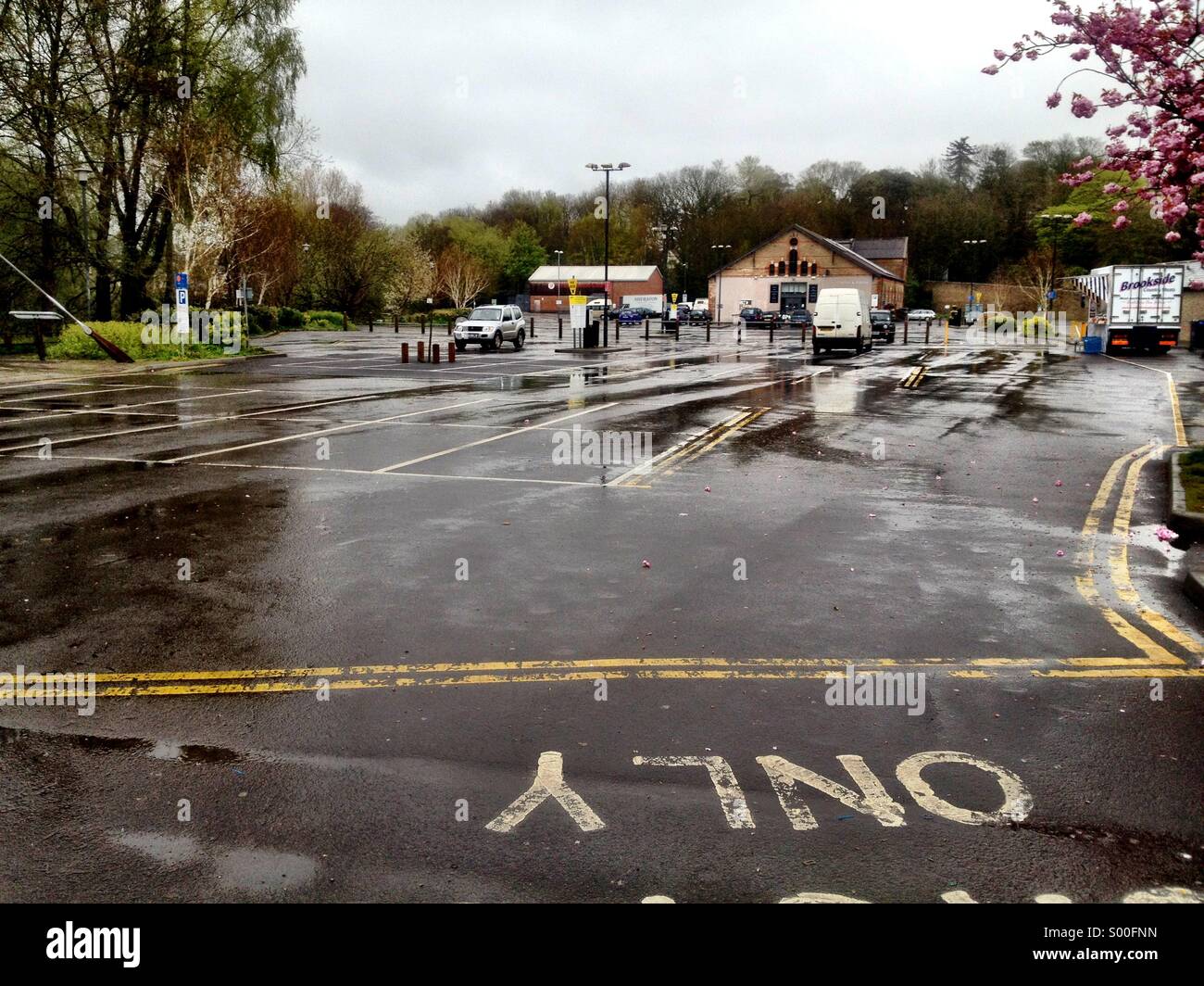 Nearly empty car park Stock Photo - Alamy