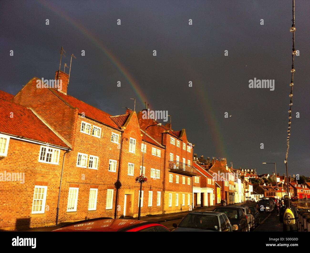 A double rainbow over Whitby, UK Stock Photo - Alamy