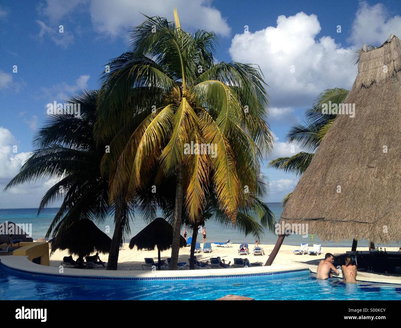 Poolside, Melia Resort, Cozumel, Mexico Stock Photo - Alamy