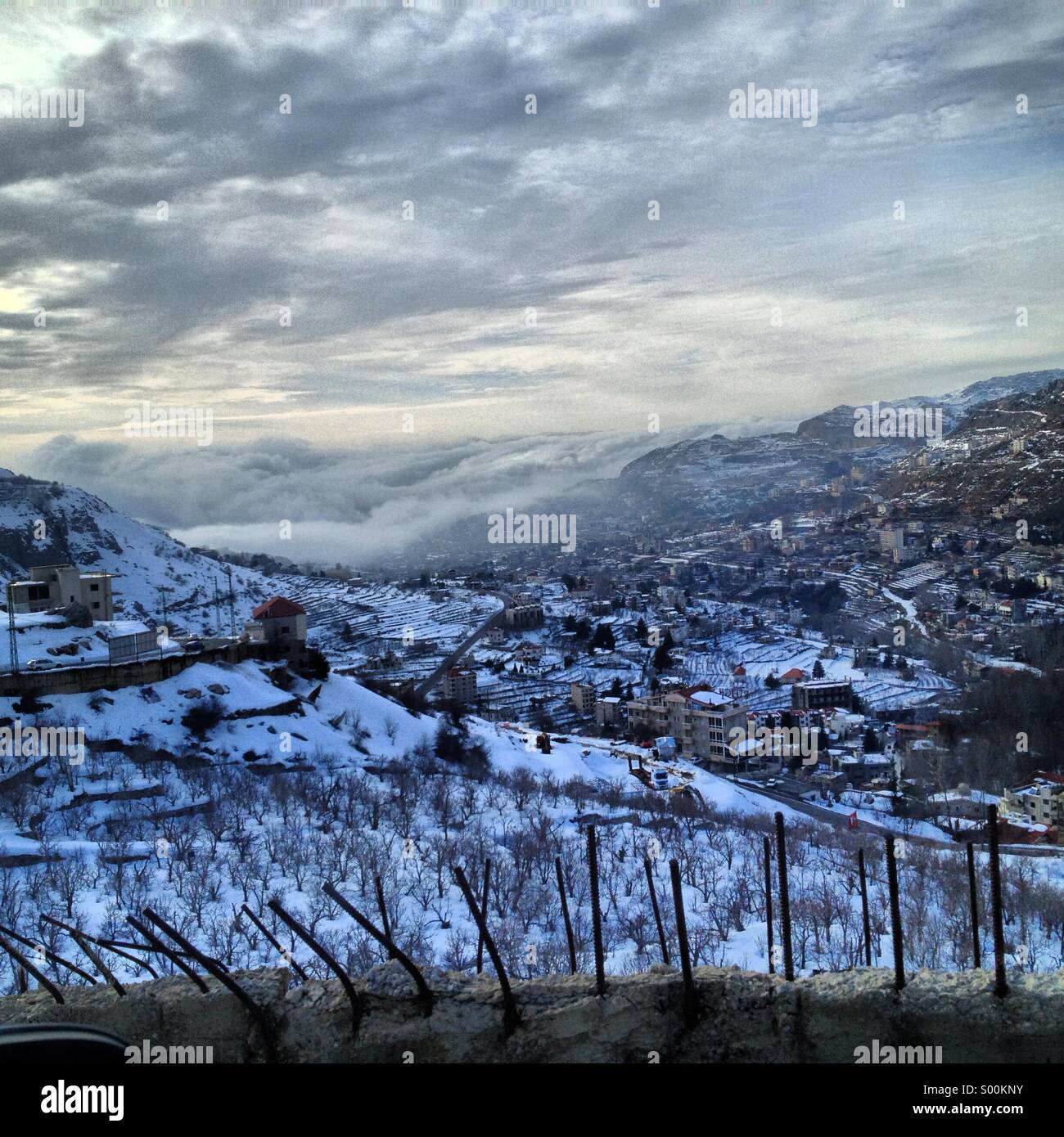 Mountains in winter covered with snow - Lebanon, Middle East Stock ...