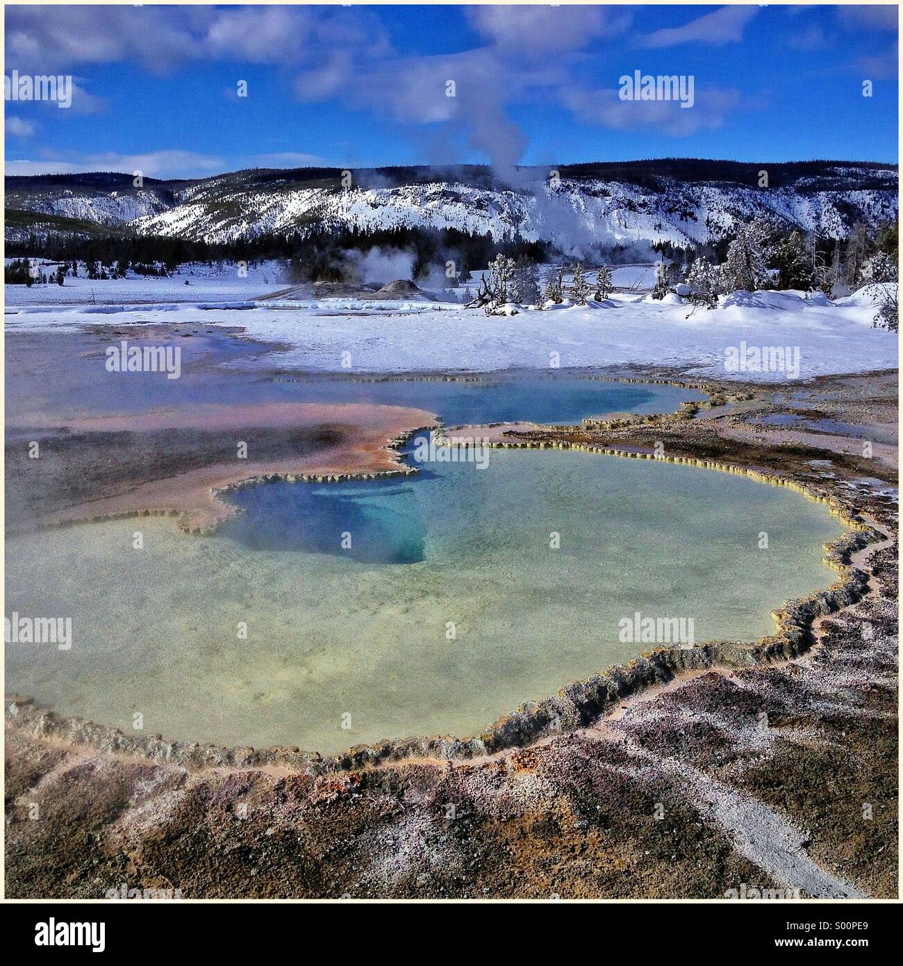 Doublet Pool hydrothermal feature in Yellowstone National Park in ...