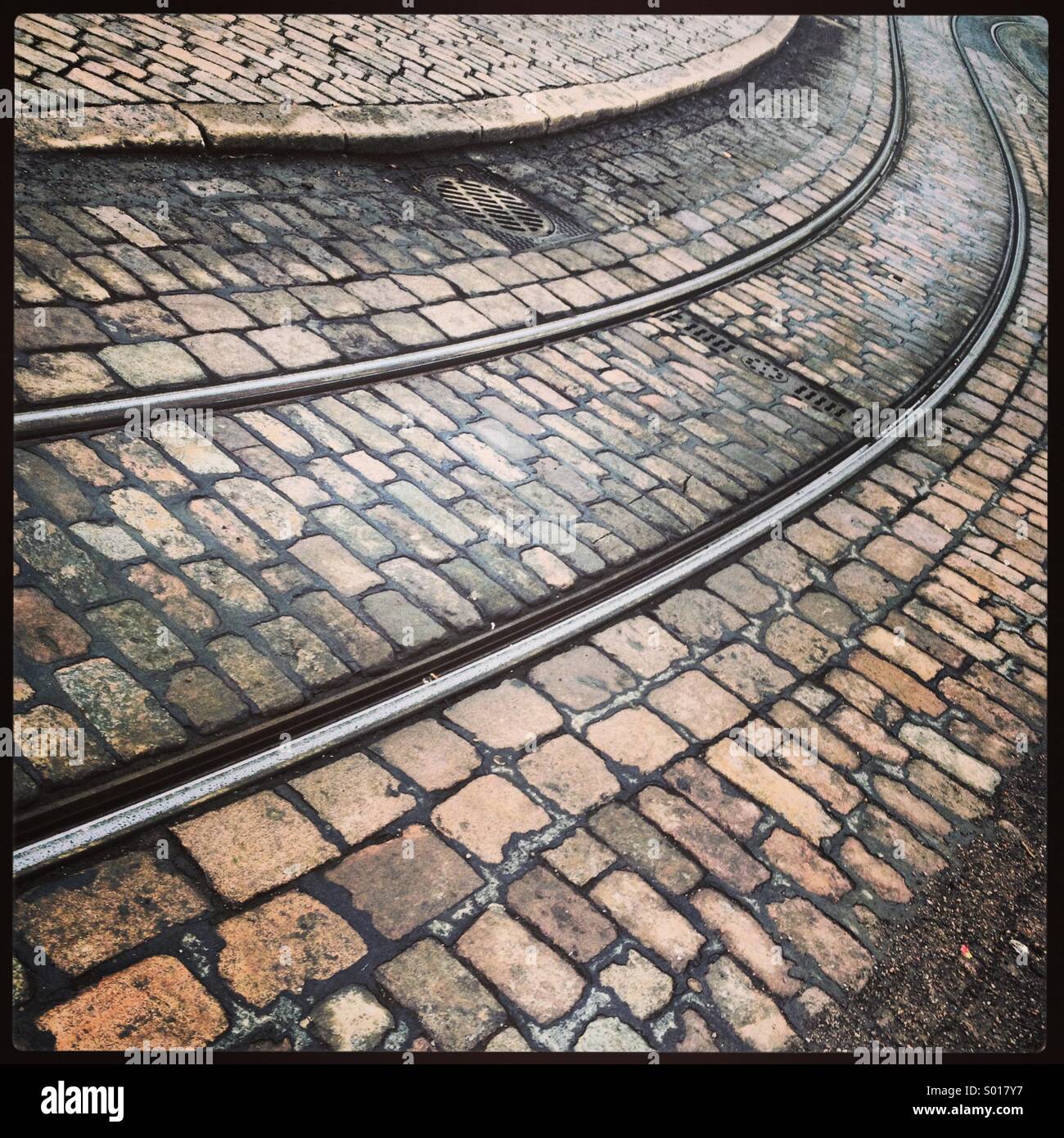 Tram tracks cobbles hi-res stock photography and images - Alamy