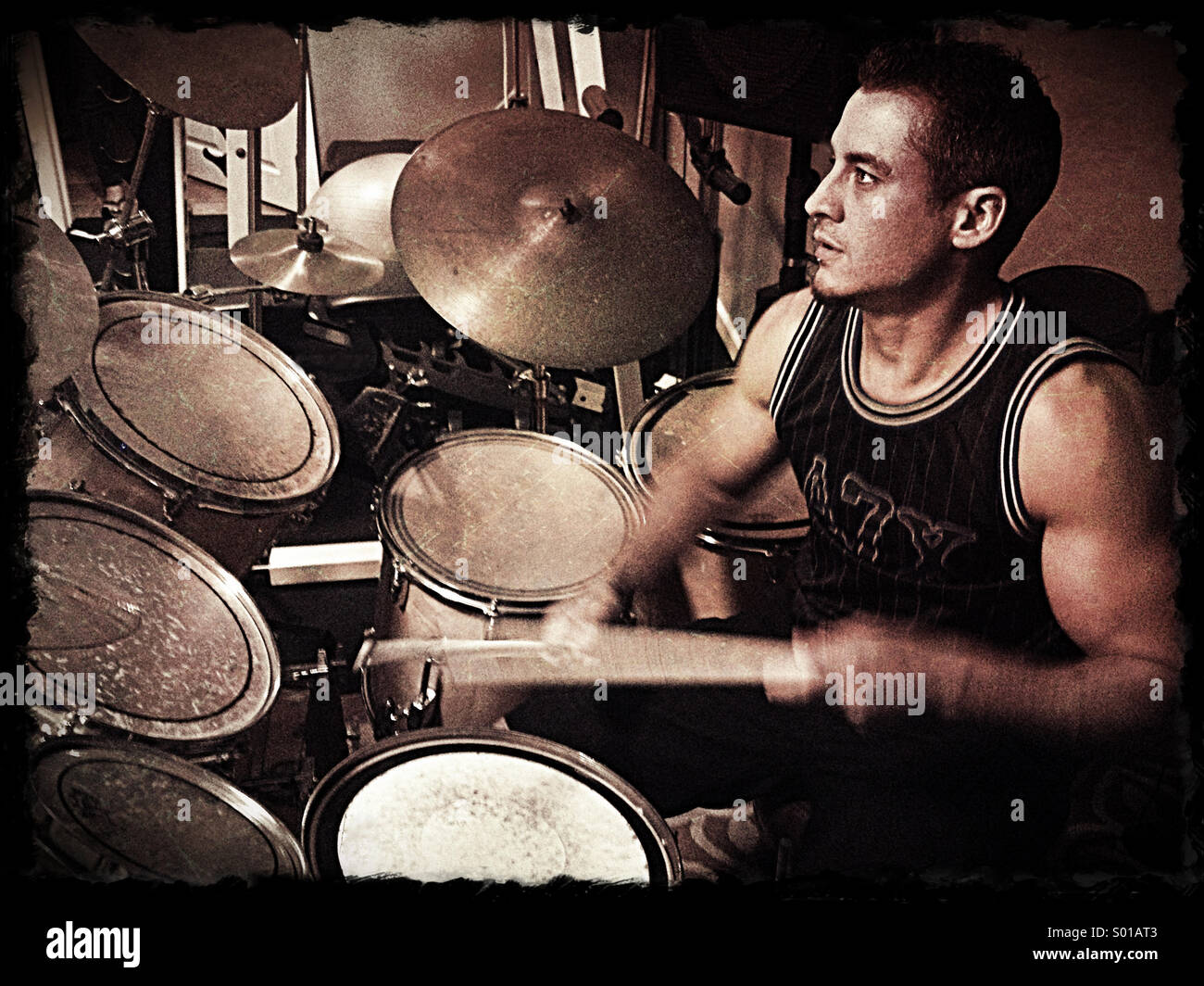 Man playing the drums hi-res stock photography and images - Alamy