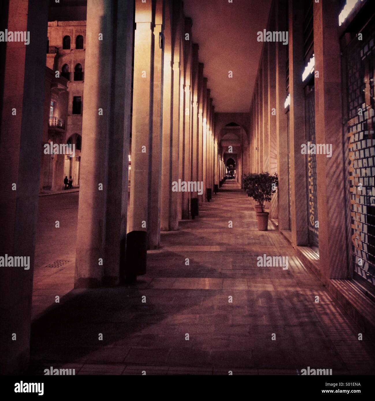 Pass way between pillars - Beirut Lebanon Middle East - downtown Stock ...