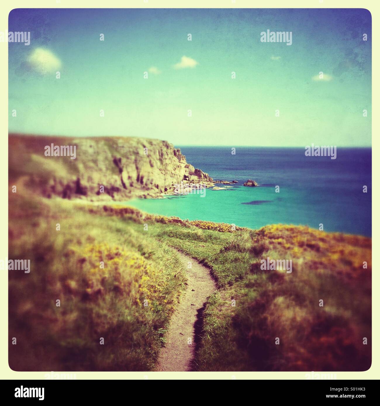 Cornish Coast path at st Levan Stock Photo - Alamy