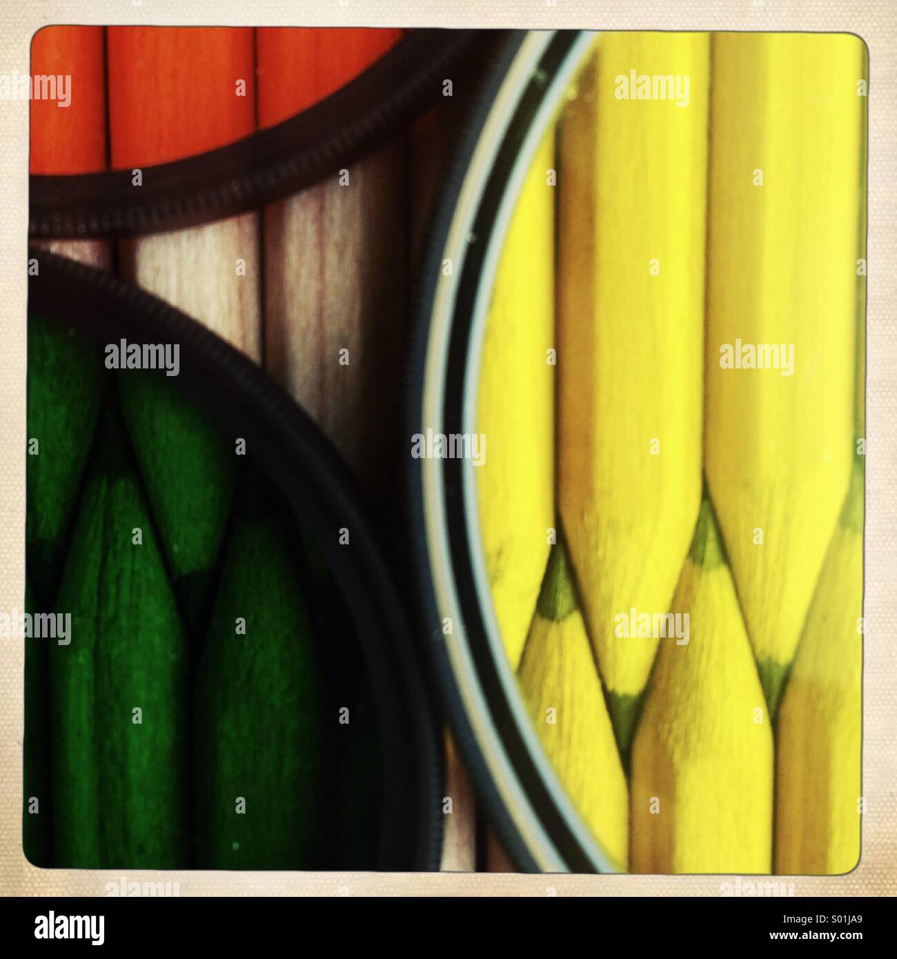 Pencils behind color photographic filters Stock Photo - Alamy