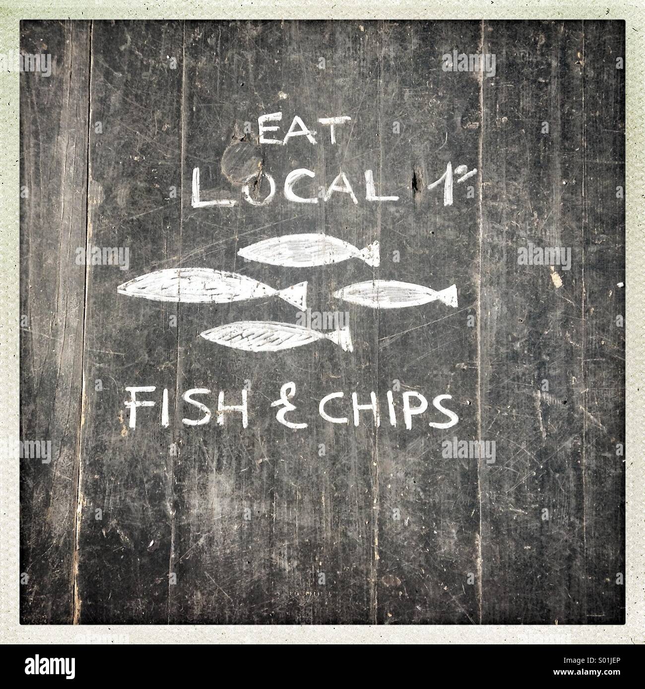 Sign fish and chips hi-res stock photography and images - Alamy