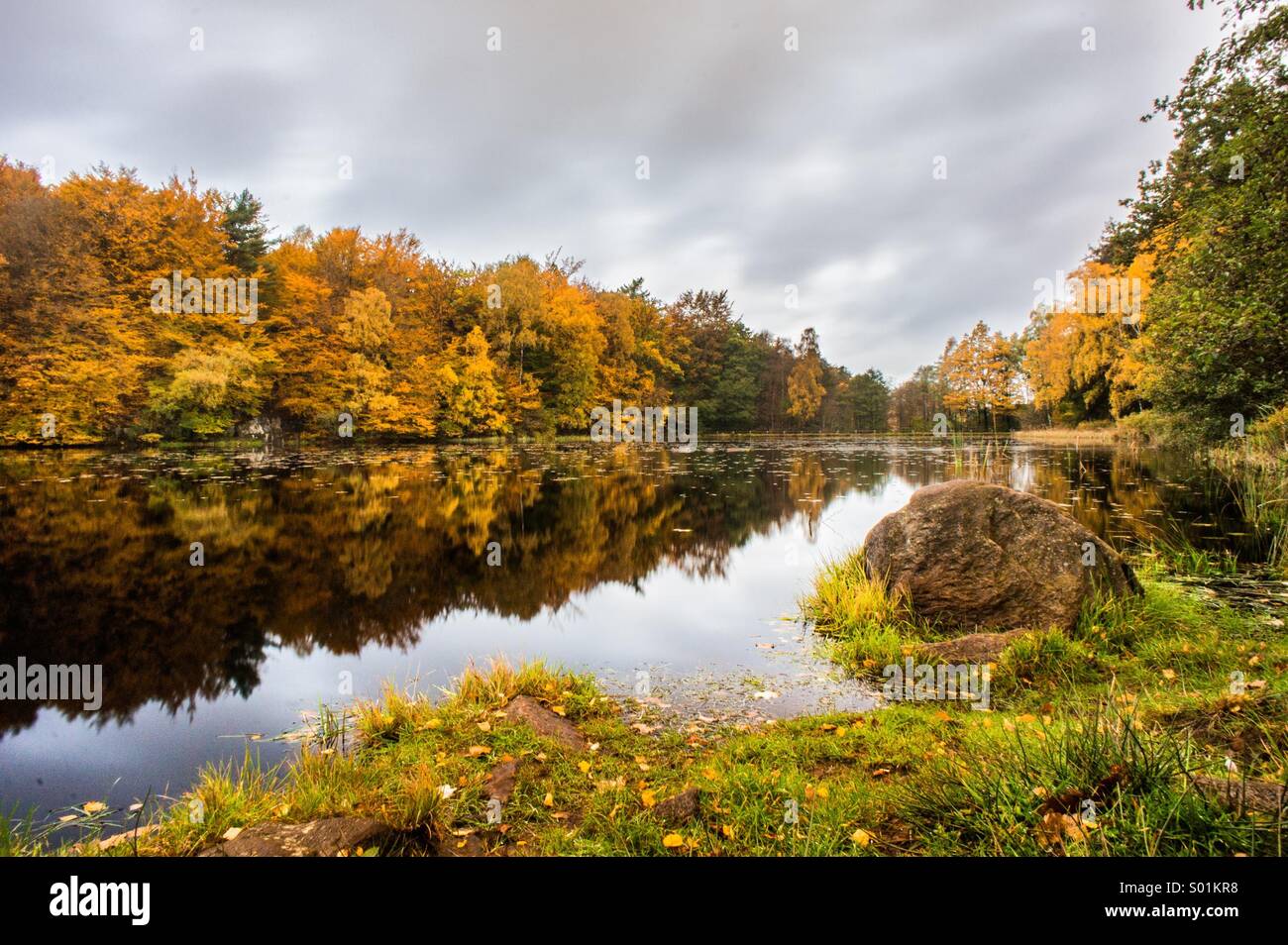 Pond at fall Stock Photo - Alamy