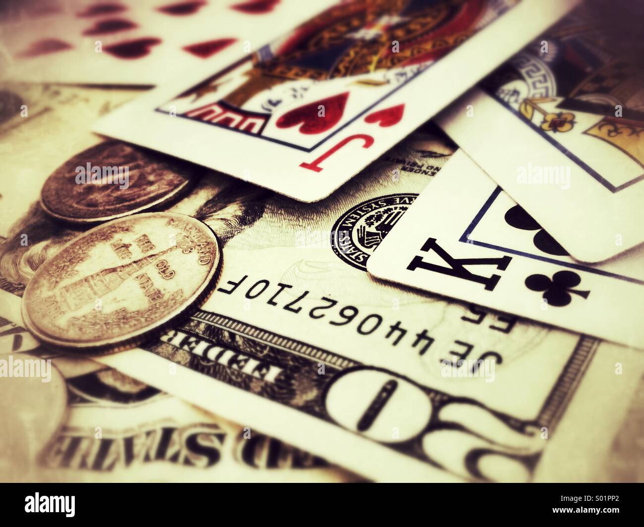 Dollars coins cards hi-res stock photography and images - Alamy