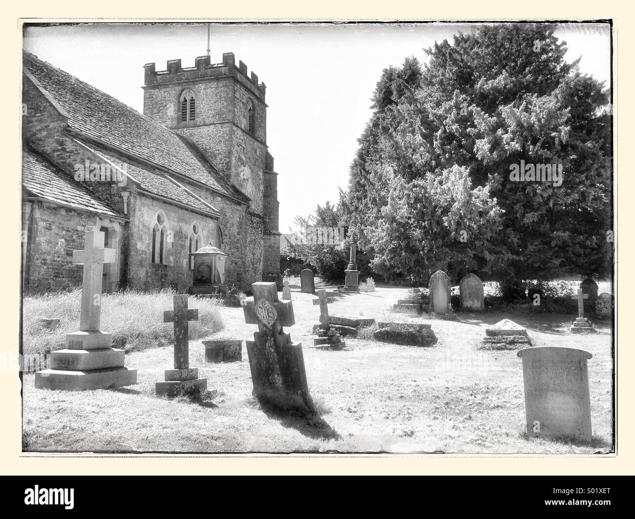 England - Cotswolds - Miserden Church of England exterior view ...