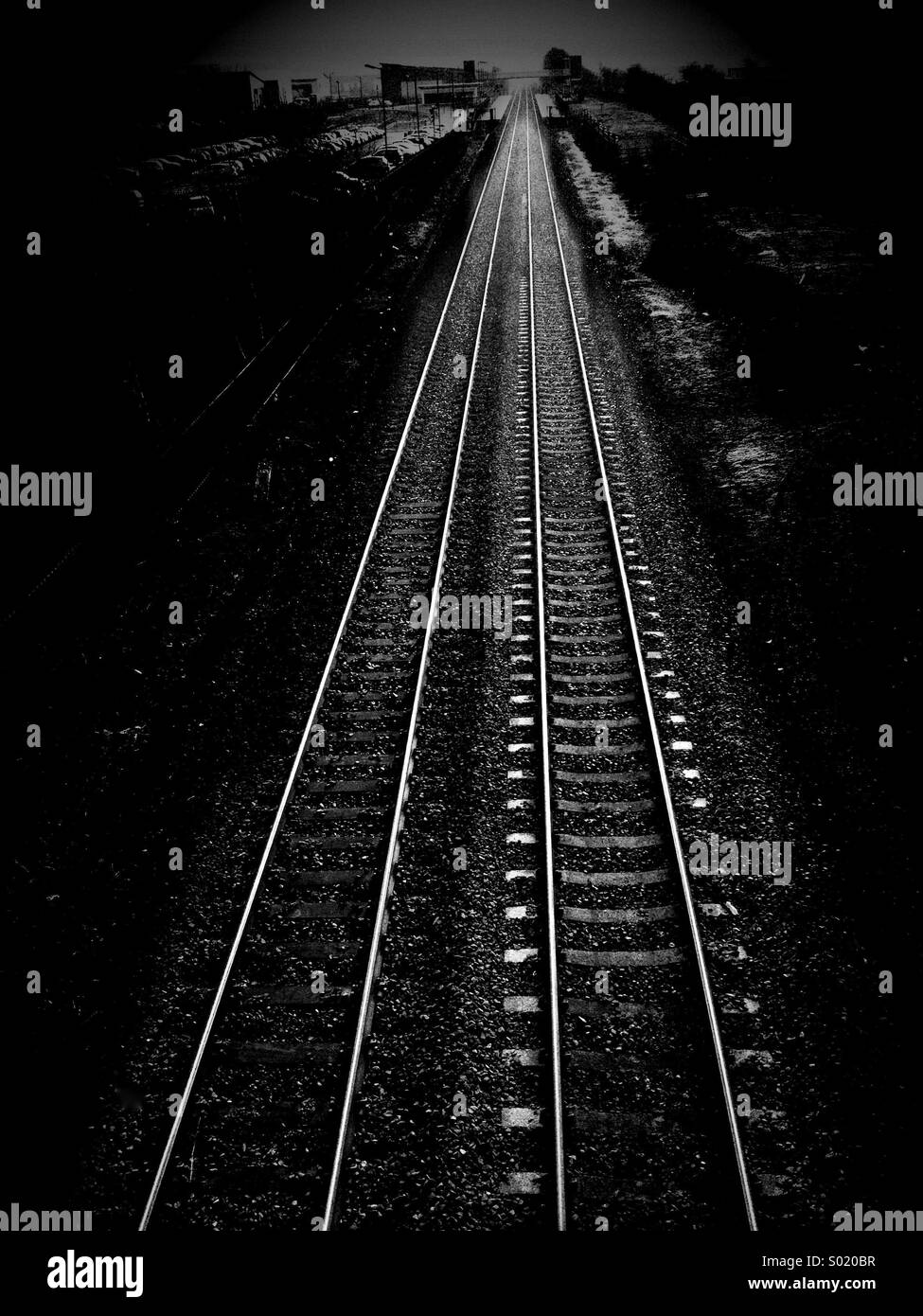 Railway lines leading to Buckshaw Station, Chorley Stock Photo - Alamy