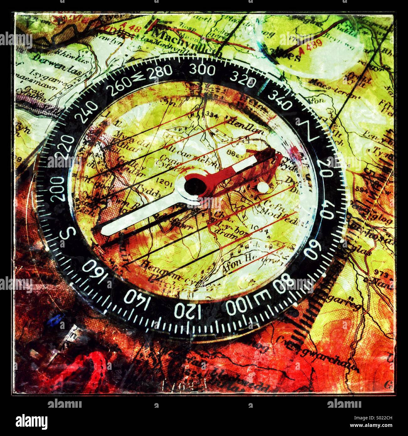 Map and Compass Stock Photo - Alamy