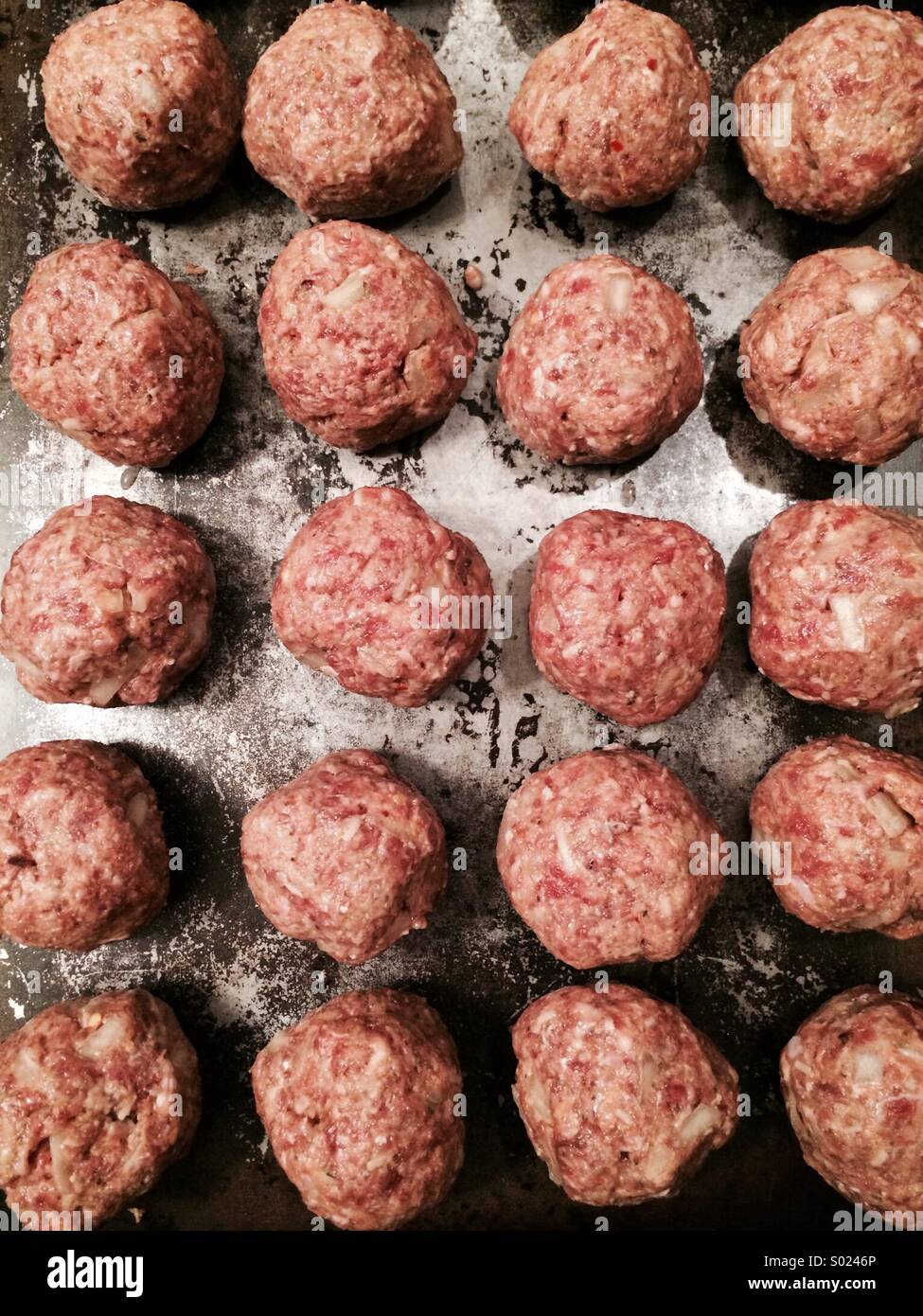 A tray of Italian beef and sausage meatballs Stock Photo - Alamy