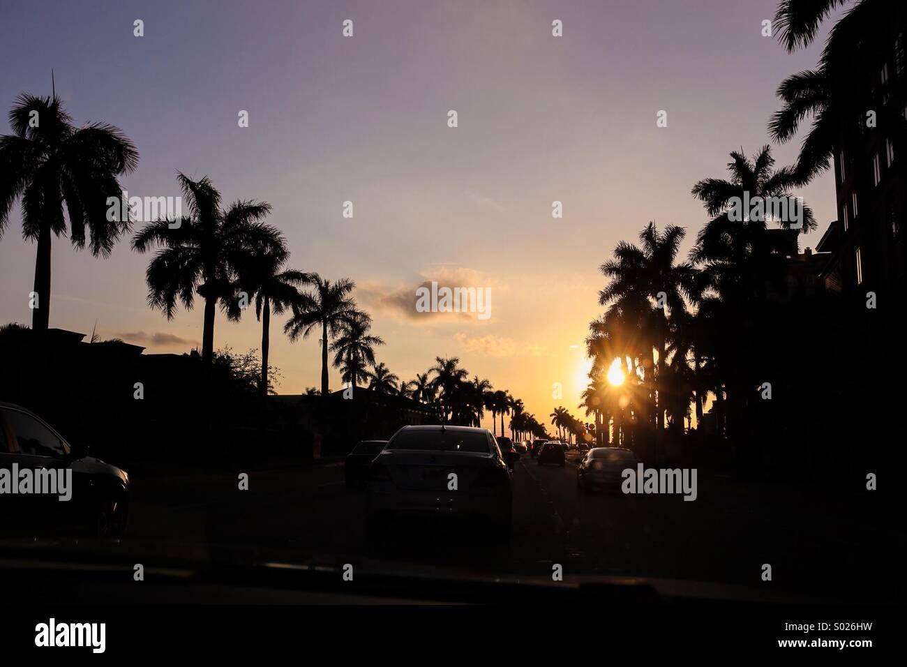 Miami street sunset hi-res stock photography and images - Alamy