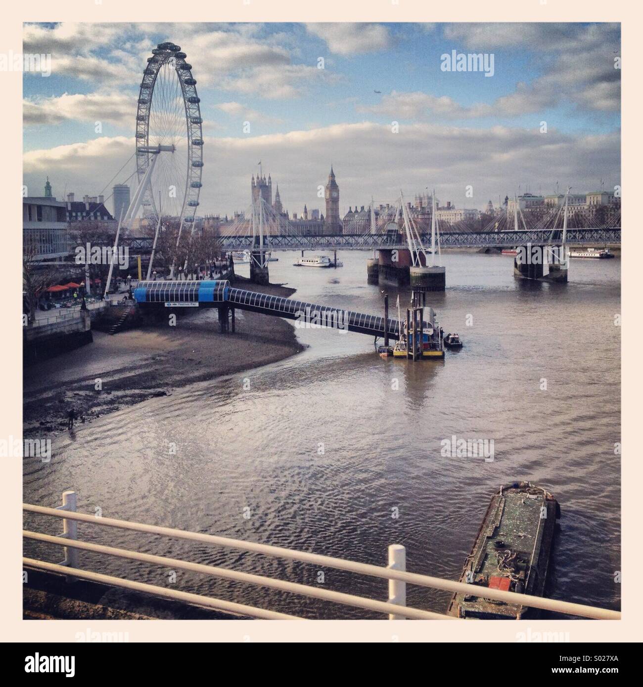 London Eye from Waterloo Bridge Stock Photo - Alamy