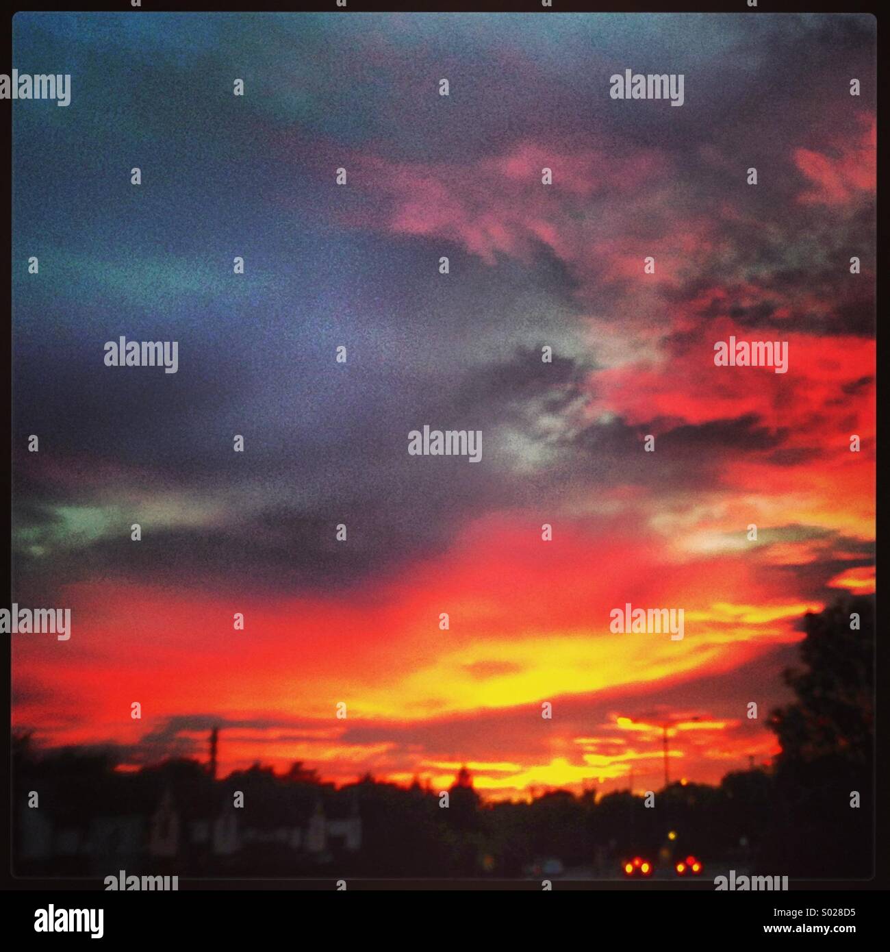 Sunset sky at the end of August Stock Photo - Alamy