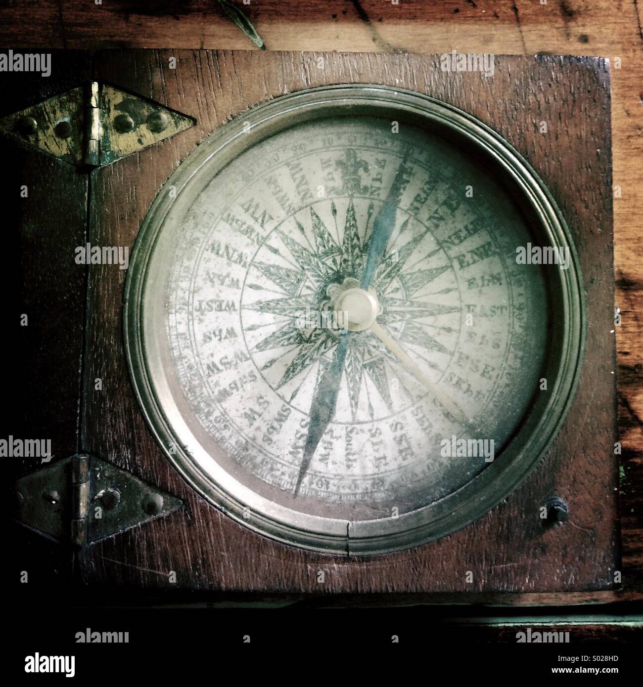 Old wood compass for direction Stock Photo - Alamy