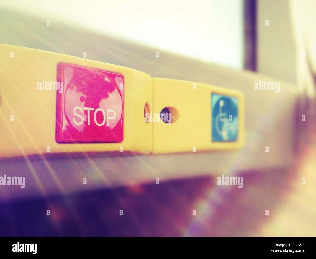 Red Stop and blue handicap button Stock Photo - Alamy