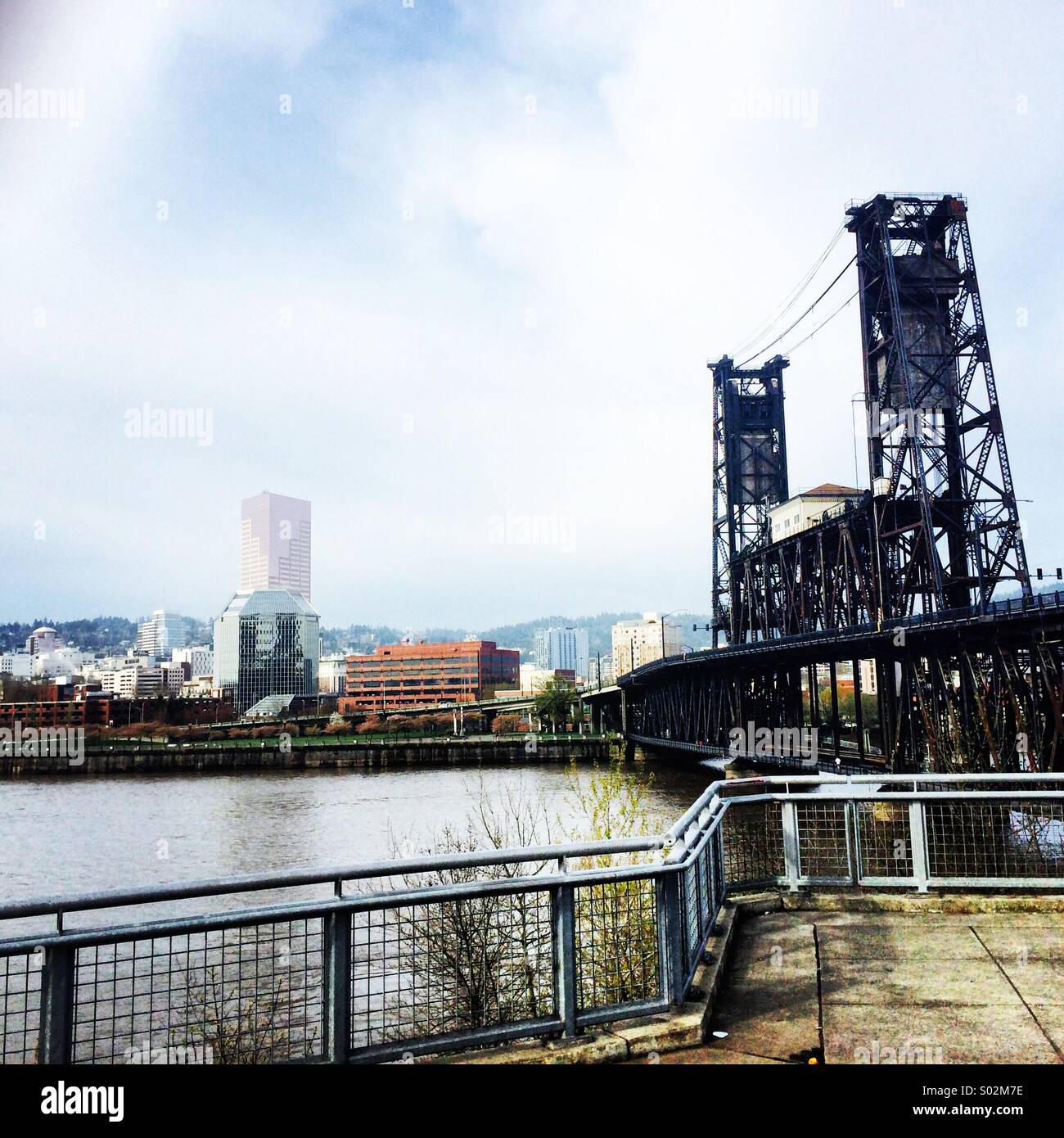 The Steel Bridge and west side of Portland, Oregon Stock Photo - Alamy