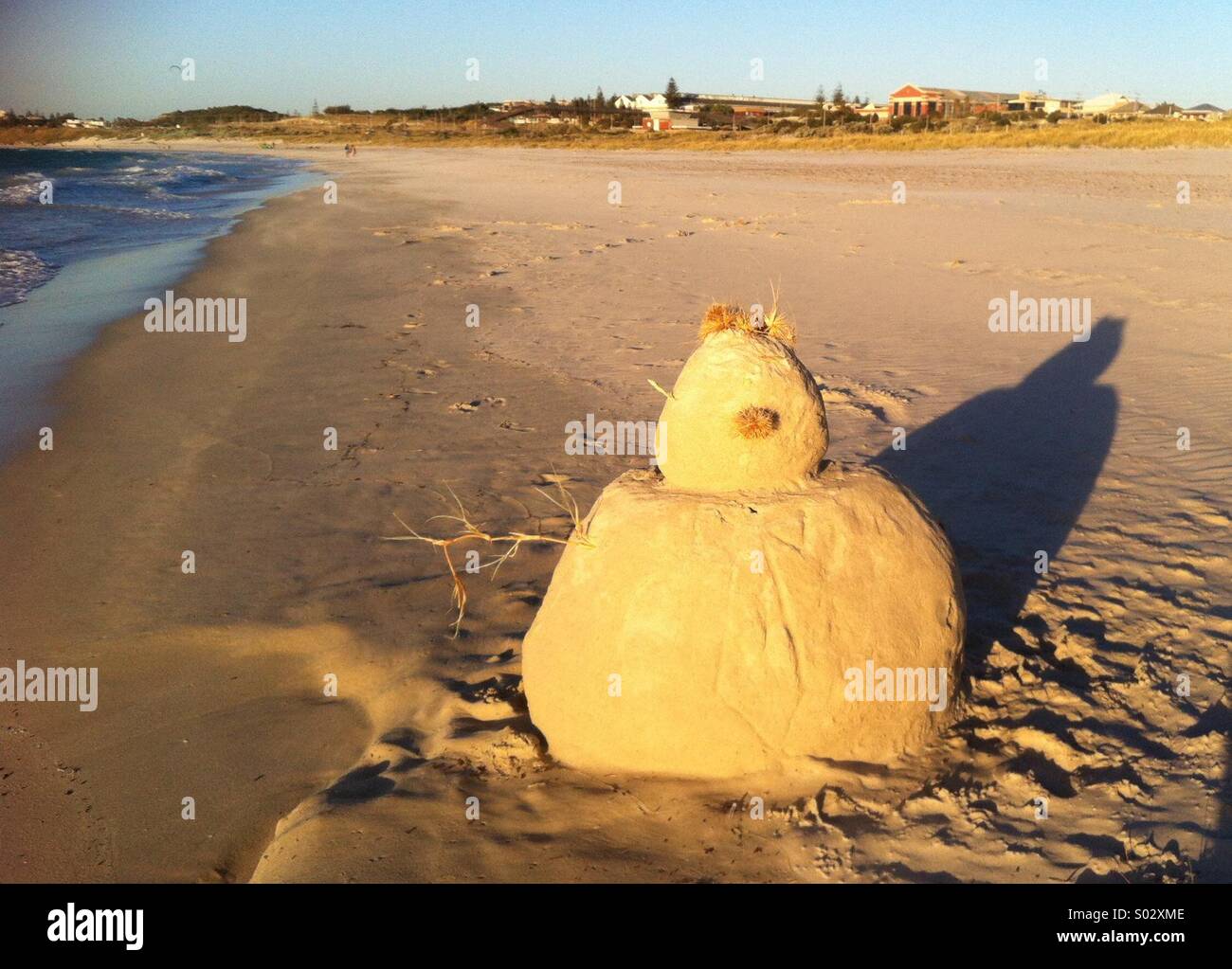 Sandman Snowman on the Beach Stock Photo - Alamy