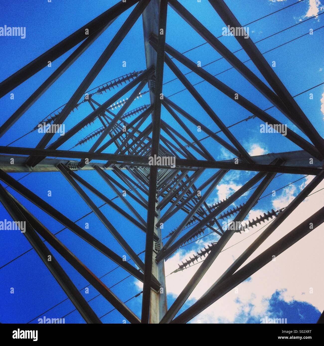 Power line post Stock Photo - Alamy