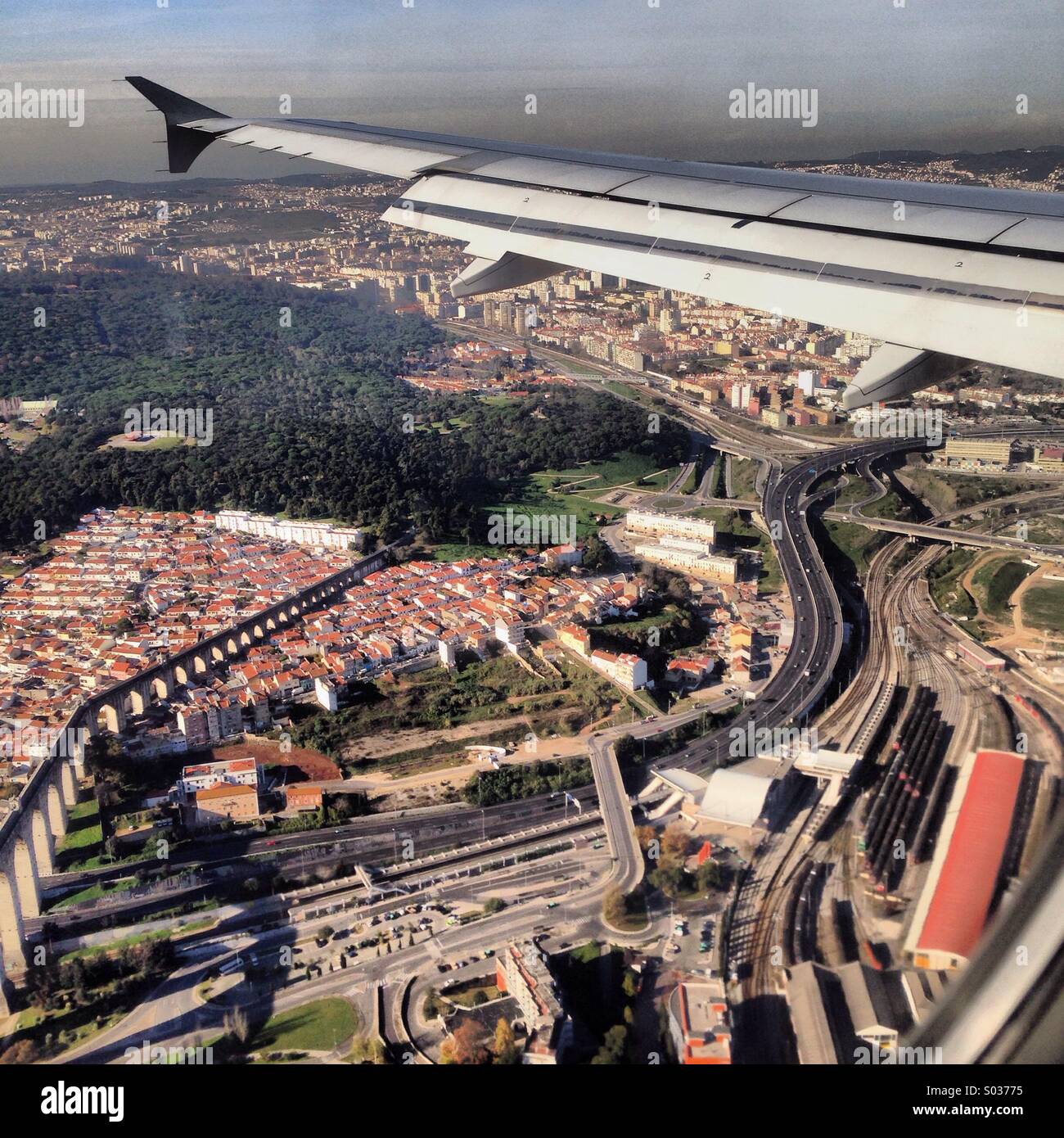 Aerial flight over highway bridge hi-res stock photography and images ...