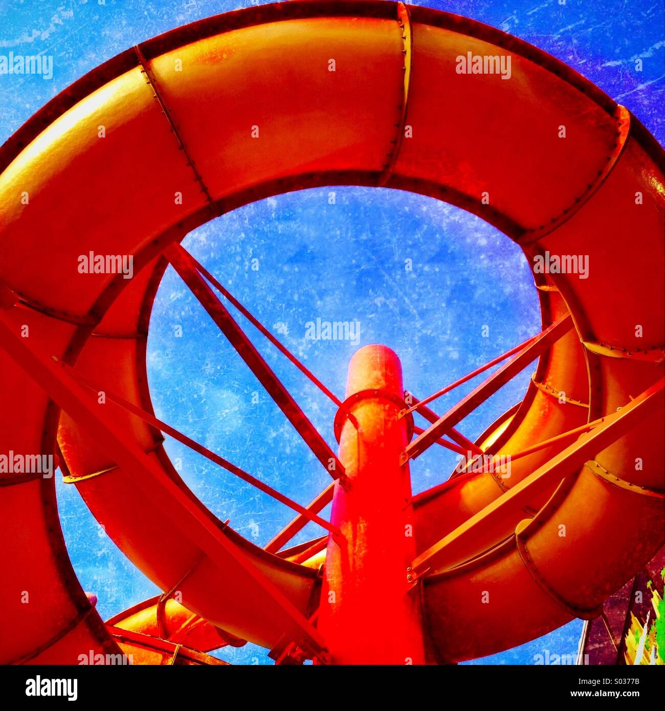 Red water slide tube outside Sandcastle complex in Blackpool Stock ...
