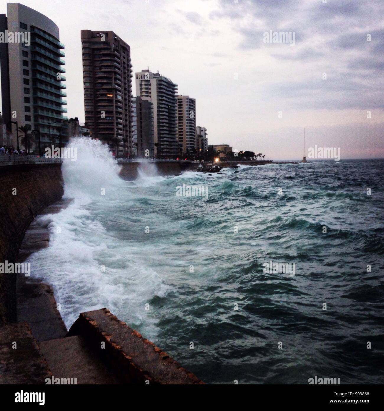 Raging Mediterranean sea with high waves - Beirut Lebanon - Middle East ...
