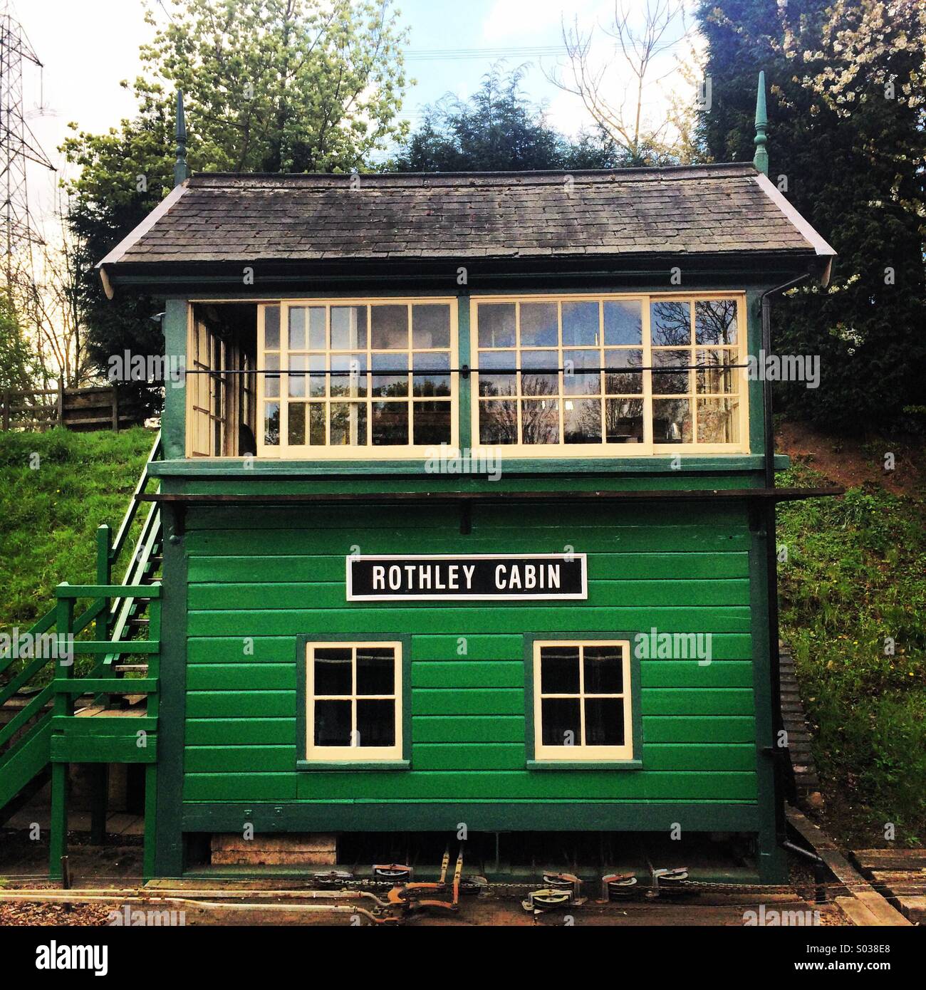 Great Central Railway Rothley Cabin signal box Stock Photo - Alamy