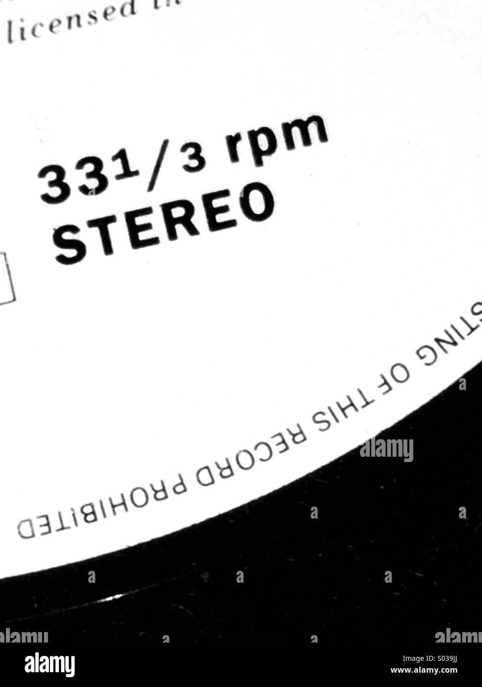 Writing on label of of 33 rpm record Stock Photo - Alamy