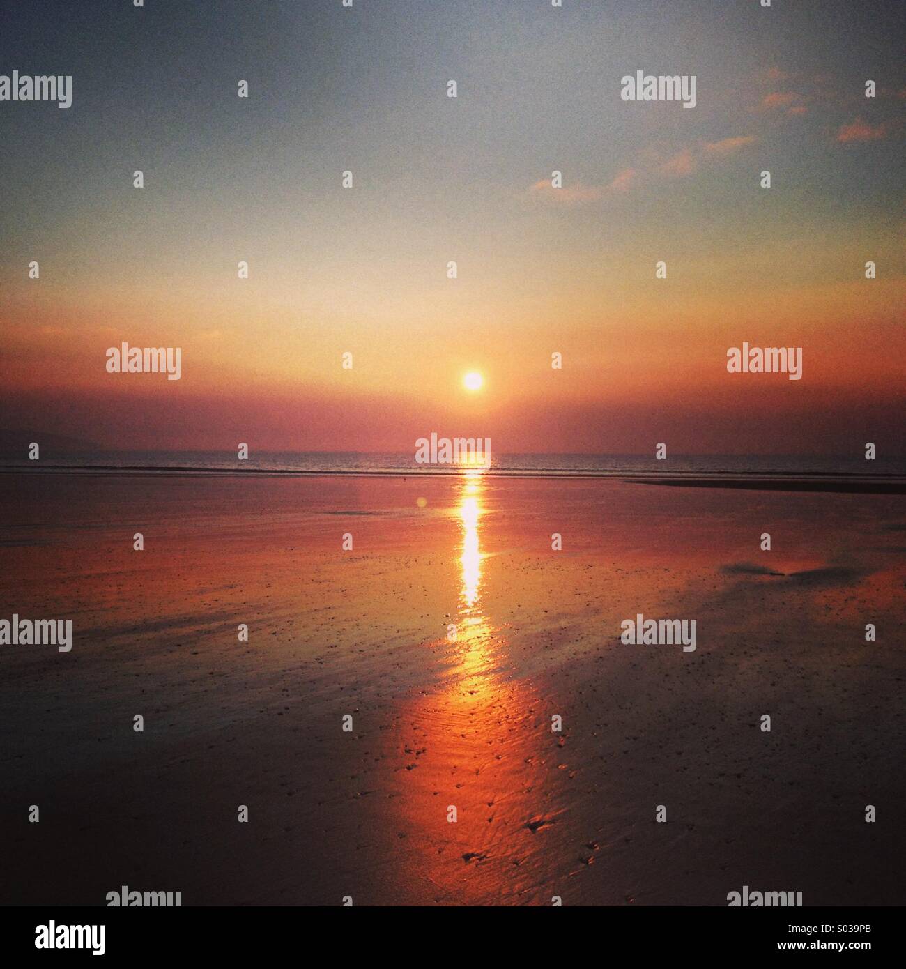 Sunset on the beach, England, UK Stock Photo - Alamy