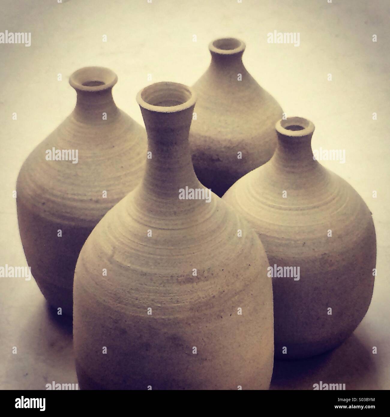 Pottery bottles leather hard stage Stock Photo - Alamy