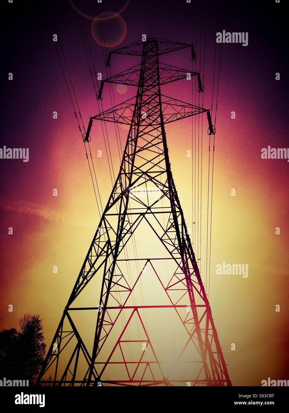 Pylon at sunset Stock Photo - Alamy