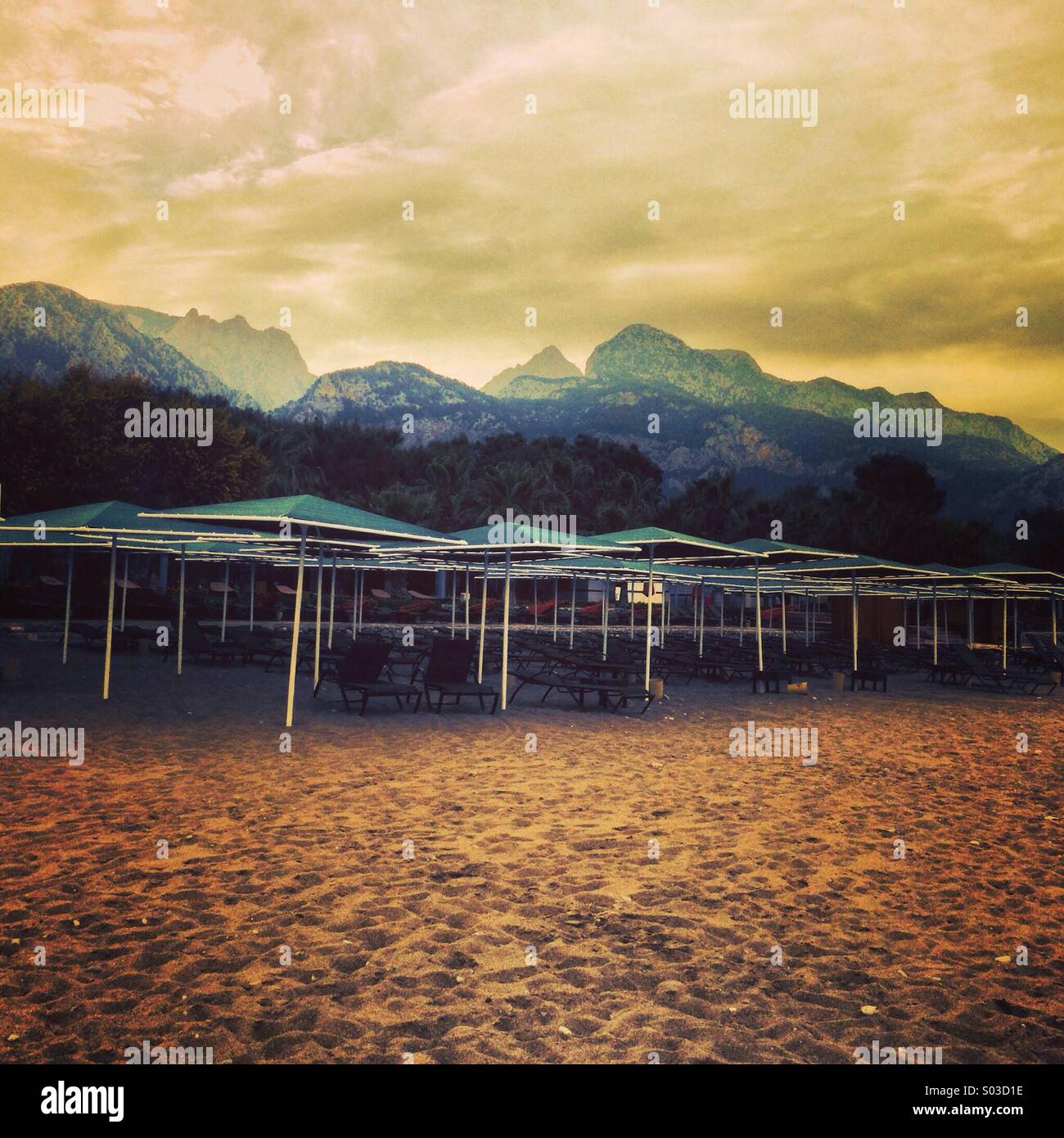 Edgy mountains in the background of the beach Stock Photo - Alamy