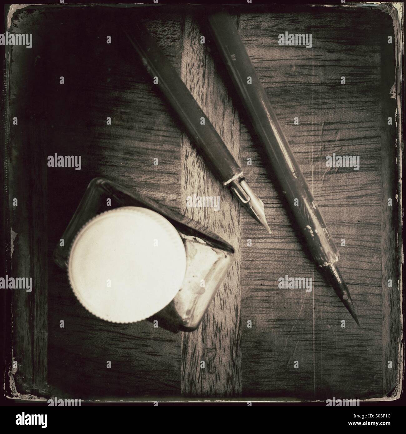 Old handwriting instruments Stock Photo - Alamy