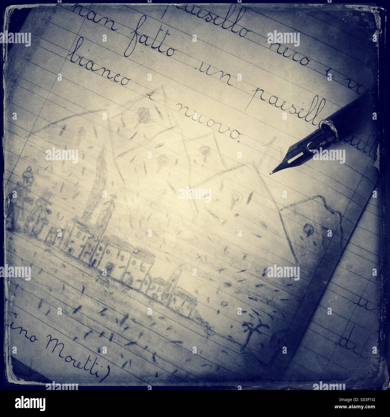 School notebook drawings hi-res stock photography and images - Alamy