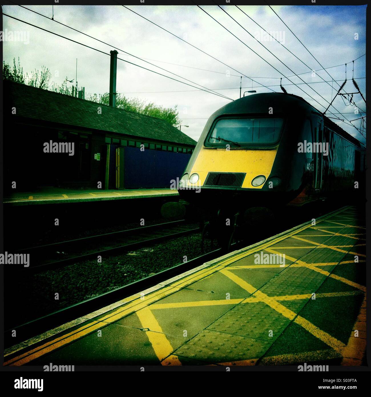 Train at Northallerton railway station approaching the platform Stock ...