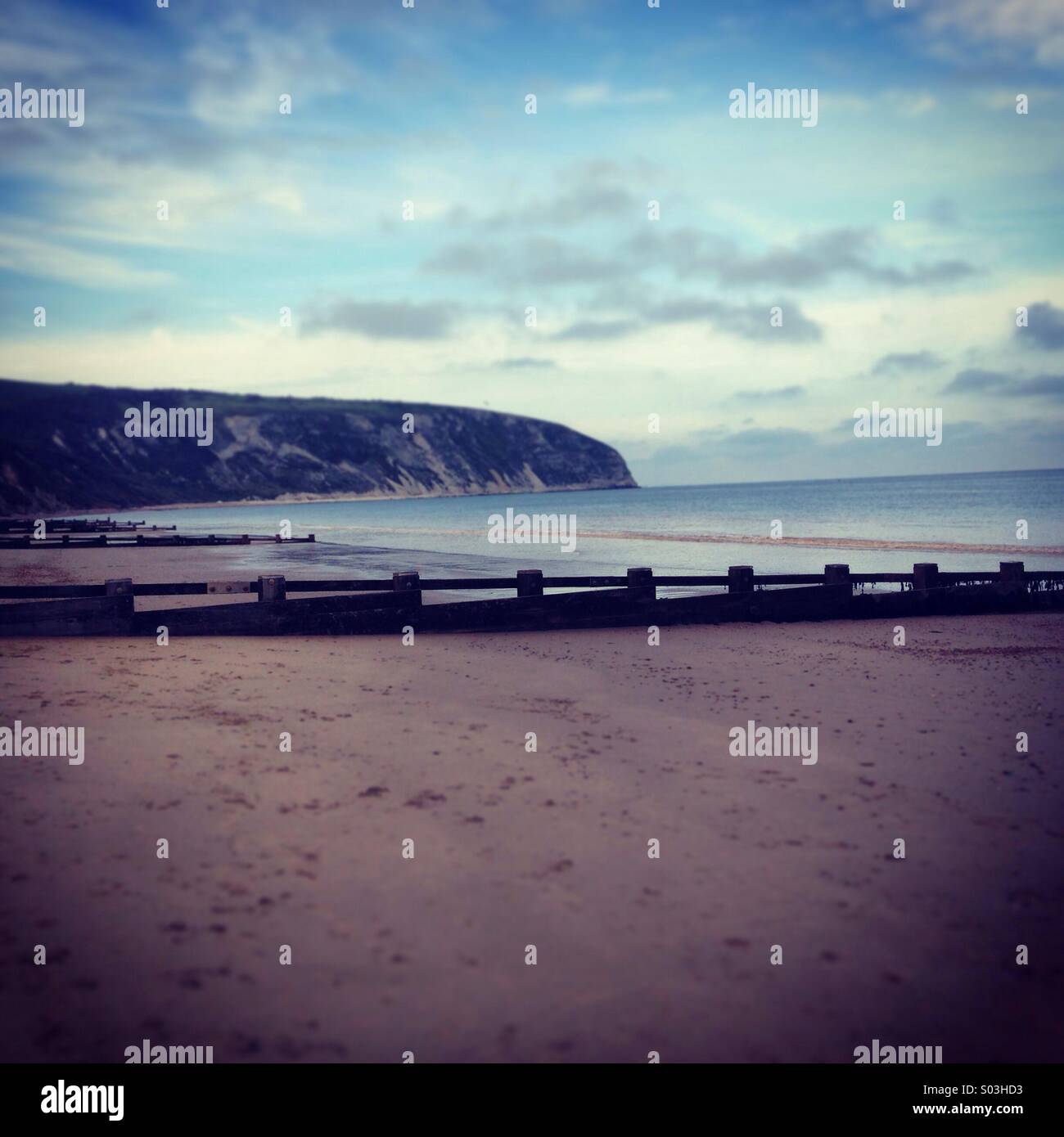 Swanage bay at sunset Stock Photo - Alamy