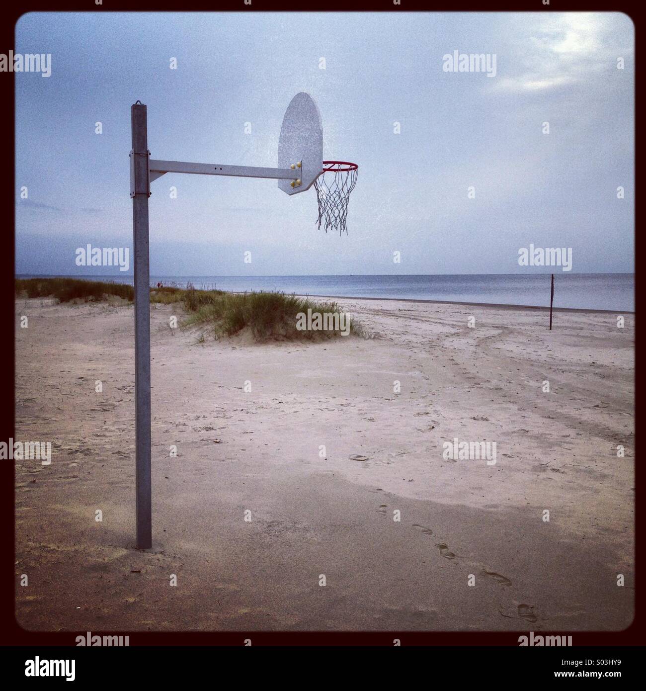 Basketball hoop on the beach against the sea Stock Photo - Alamy
